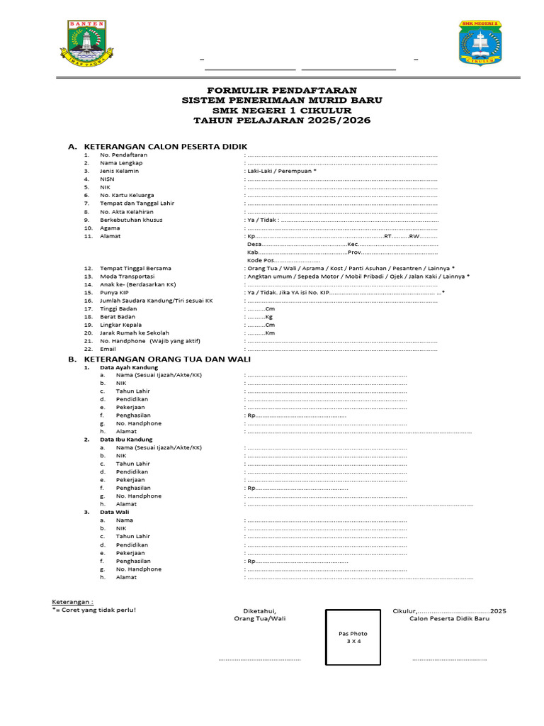 Formulir SPMB 2025 - 054637 | PDF