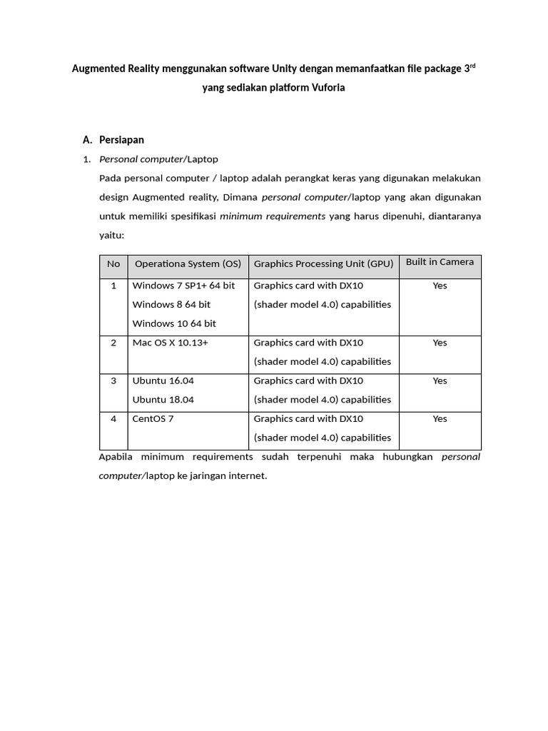 Langkah2 AR by Unity | PDF