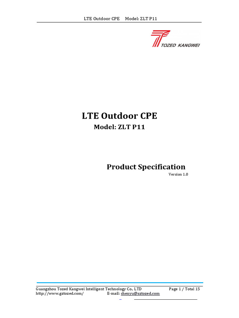 LTE Outdoor CPE P11 Series H Dialog V1.0 | PDF | Ieee 802.11 | Wi Fi
