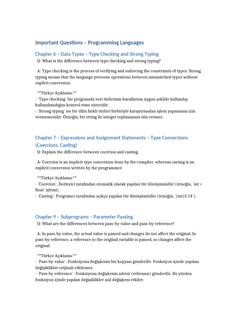 Important Questions Programming Languages | PDF