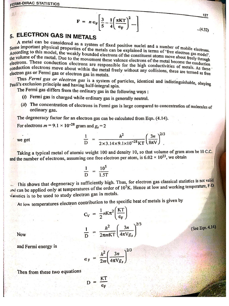 Electron Gas and Specific Heat of Metals | PDF