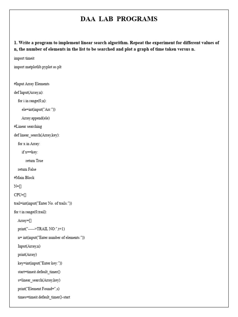 DAA Lab Programs Banglore University Buc | PDF | Mathematical Relations | Combinatorics