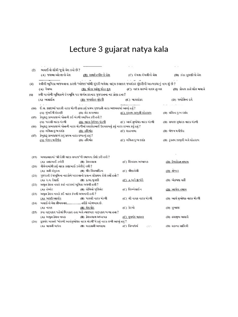 Lecture 3 Gujarat Natya Kala | PDF