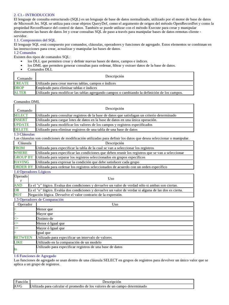 Manual de SQL | PDF | SQL | Gestión de tecnología de la información