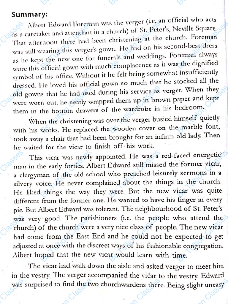 The Verger Summary | PDF