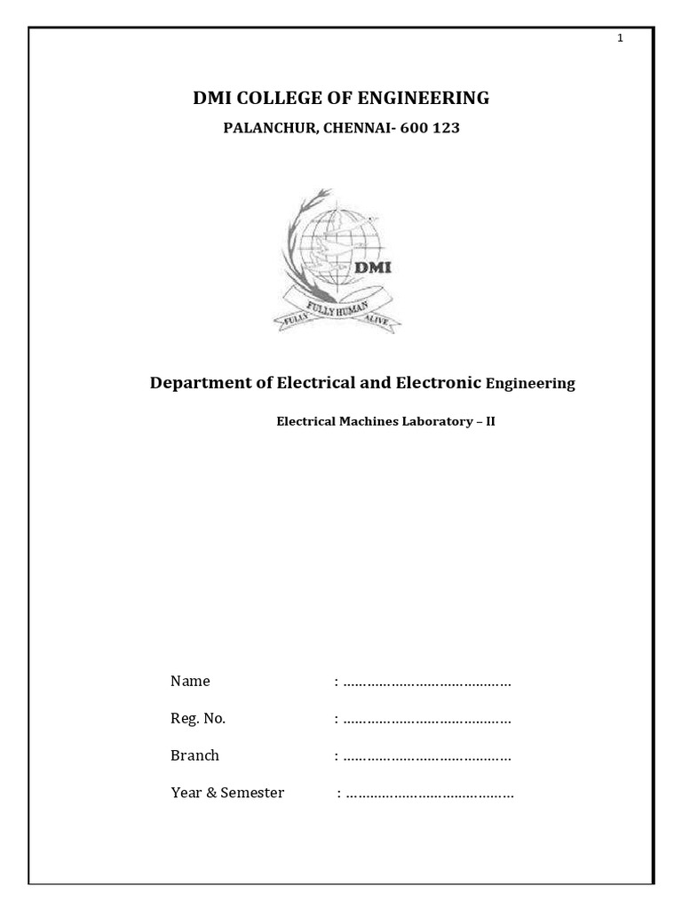 EM II Final Lab Manual Compressed | PDF | Electric Motor | Transformer