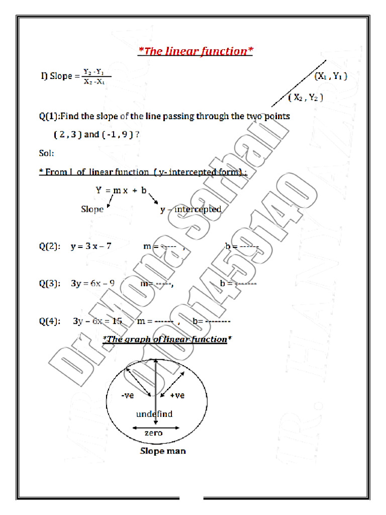 Chapter (1) (Linear Function) (T) | PDF