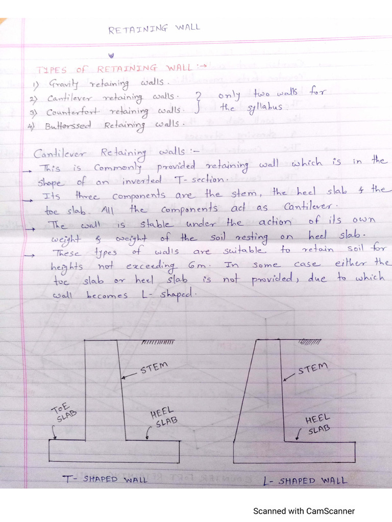 Notes Retaining Walls | PDF