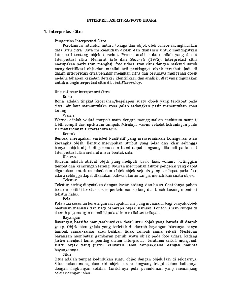 Langkah-langkah Interpretasi Citra Udara | PDF