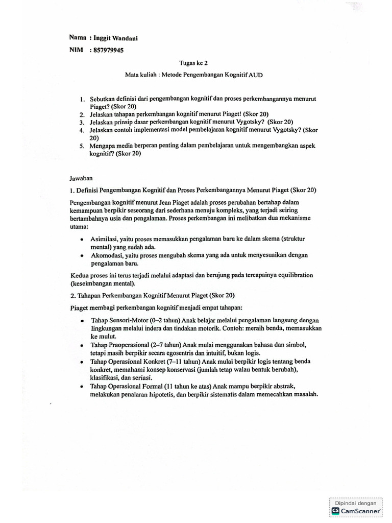 Tugas 1 Kognitif Bu Marha | PDF