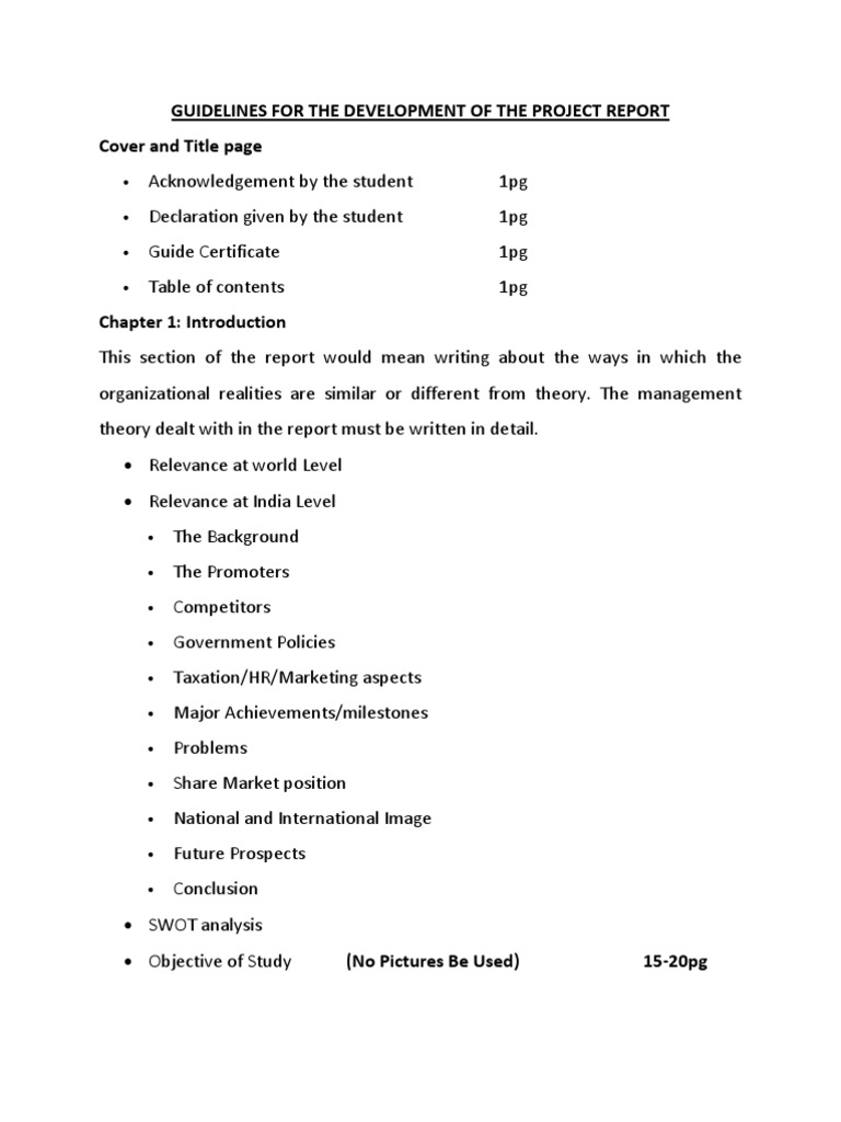 Guidelines For The Development of The Project Report Cover and Title ...