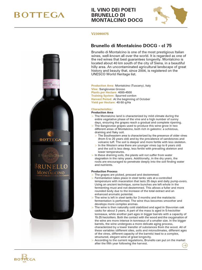 Brunello di Montalcino DOCG Overview | PDF | Alcoholic Drinks | Grape