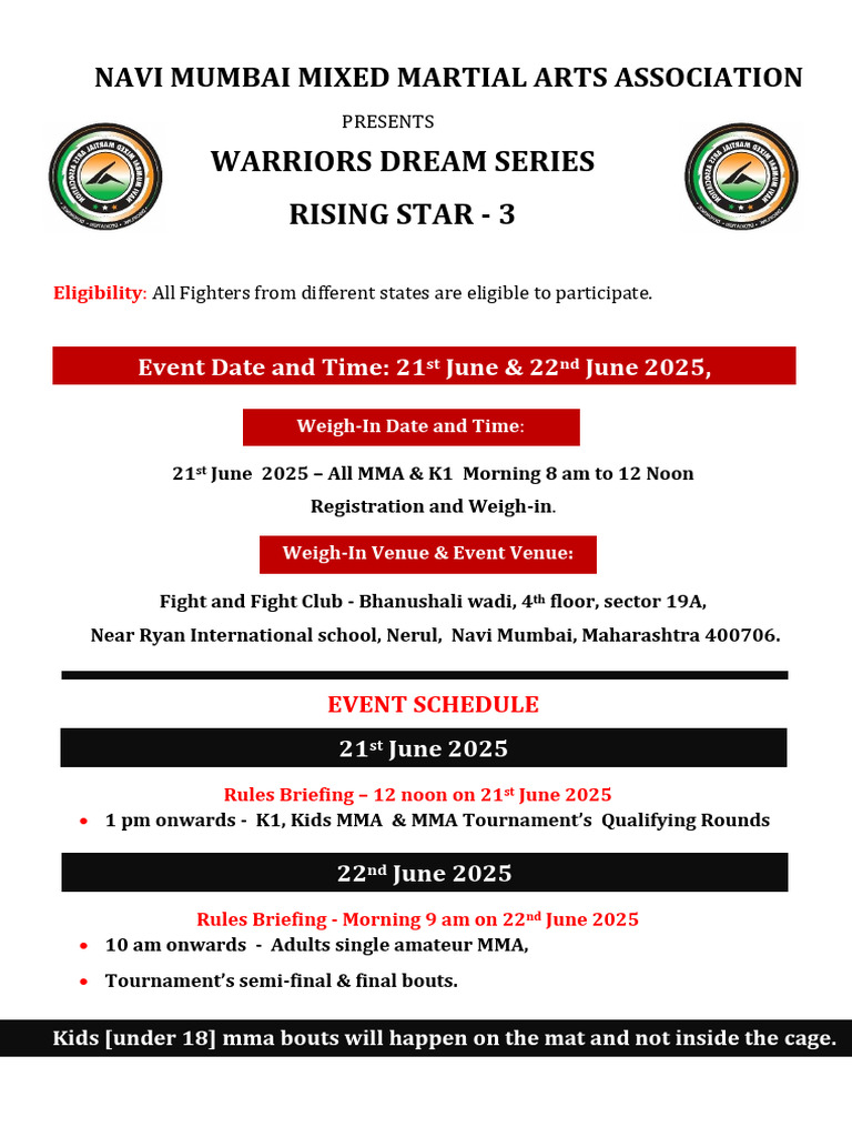 1 - WDS Rising Star 3 - Event Details | PDF | Mixed Martial Arts | Individual Sports