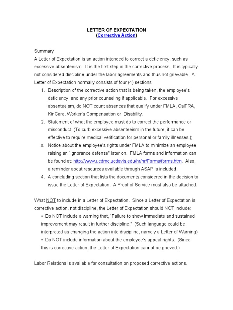 Letter of Expectation | Download Free PDF | Sick Leave | Family And ...