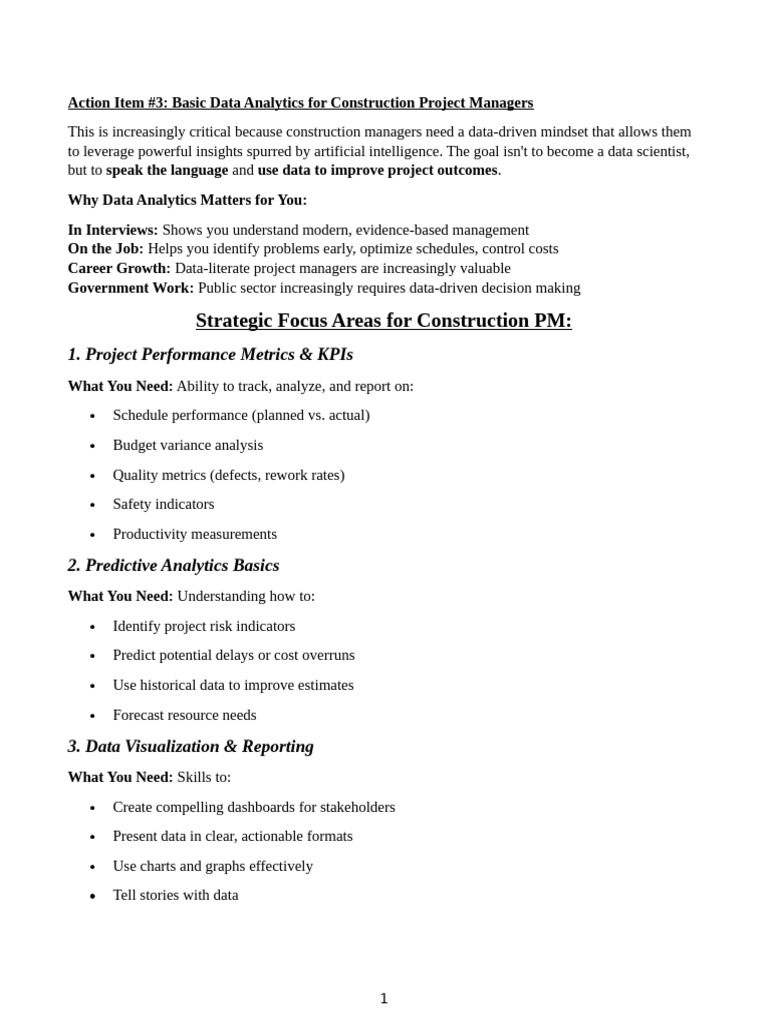 Data Analytics Training for Construction PMs | PDF | Analytics ...