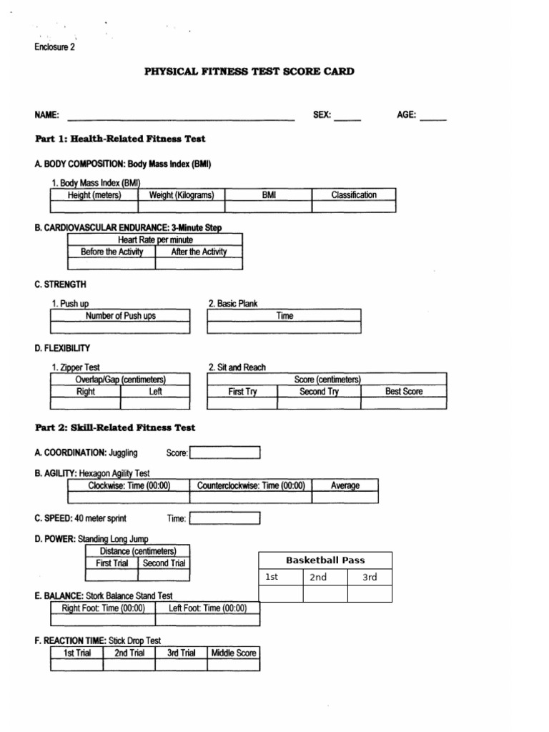 Physical Fitness Test Form | PDF