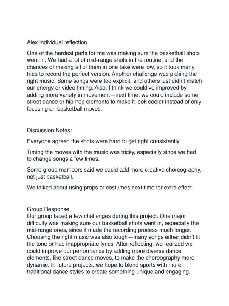 Basketball Video Reflection and Improvement | PDF