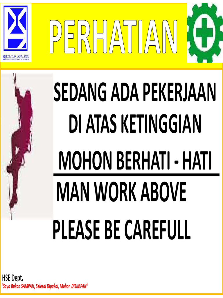 Sign Lands k3 Sedang Bekerja Di Ketinggian | PDF