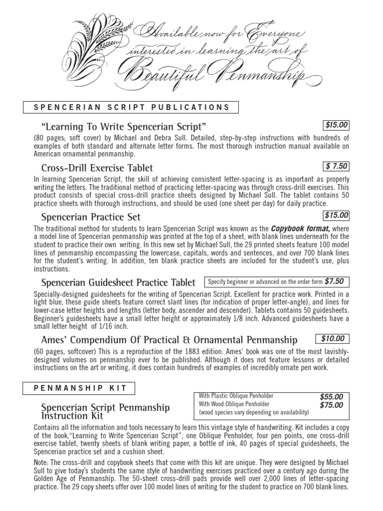 Learning To Write Spencerian Script Michael Sull PDF | PDF | Credit Card