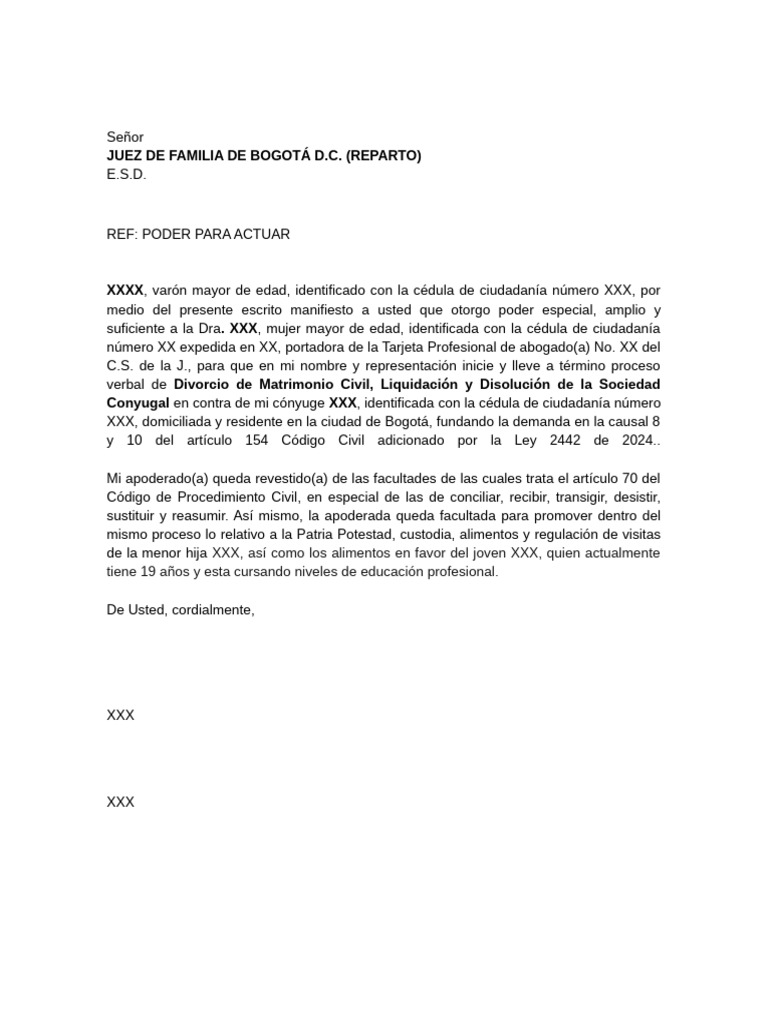 Poder DIvorcio Judicial | PDF