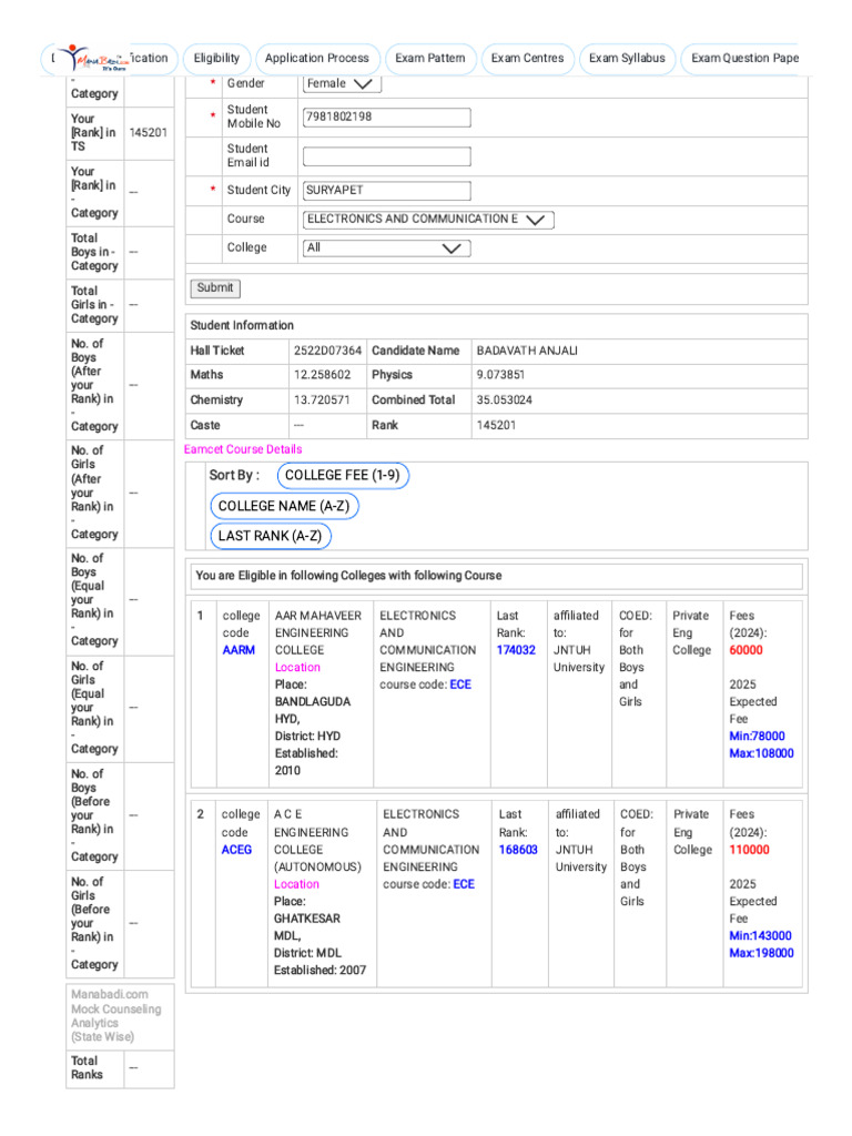 TS EAMCET 2025 College Predictor, TS EAMCET College Predictor 2025 - Predict Engineering ...