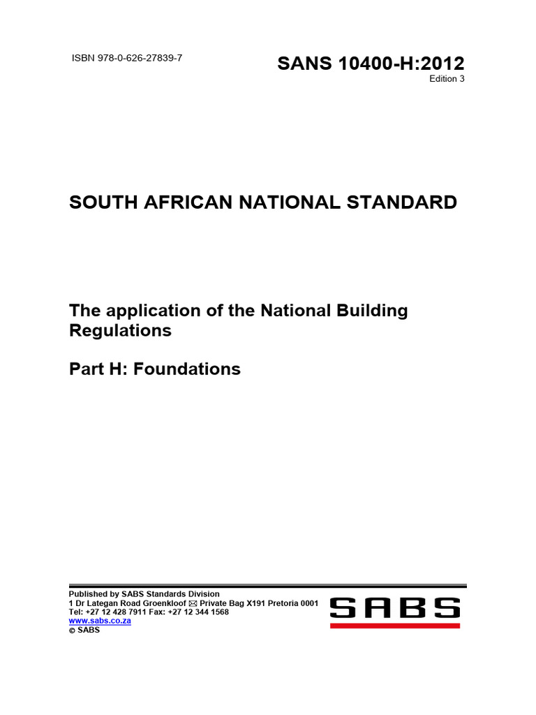 SANS 10400-H Foundations | PDF | Concrete | Geotechnical Engineering