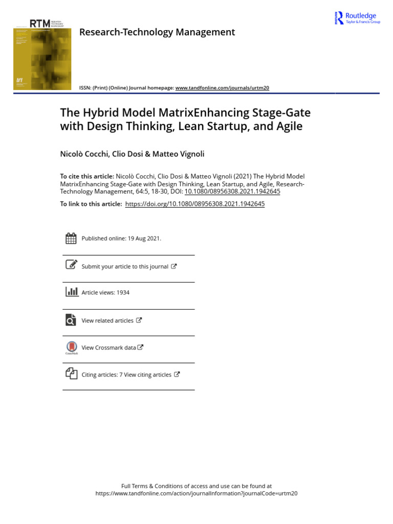 The Hybrid Model MatrixEnhancing Stage-Gate With Design Thinking Lean ...