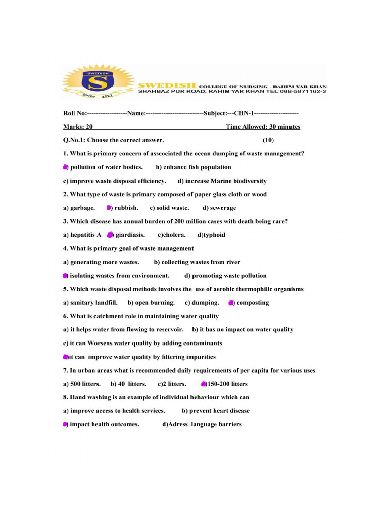 CHN Sem2 Test4 | PDF