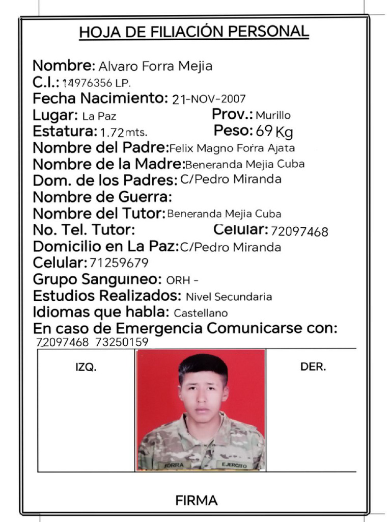 Filiacion Premil Forra | PDF