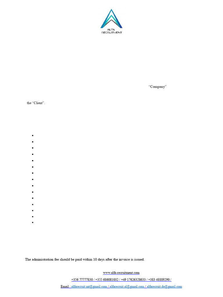 Engagement Letter Draft | PDF | Employment | Business