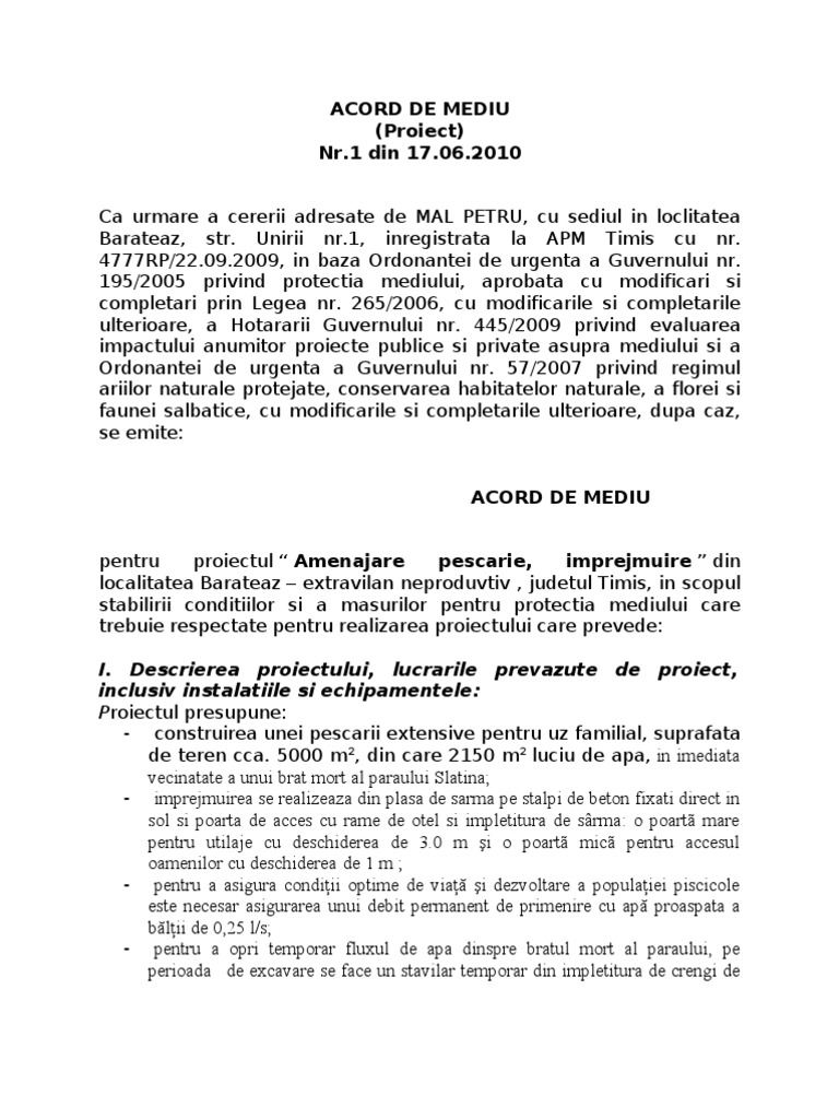 ACORD DE MEDIU