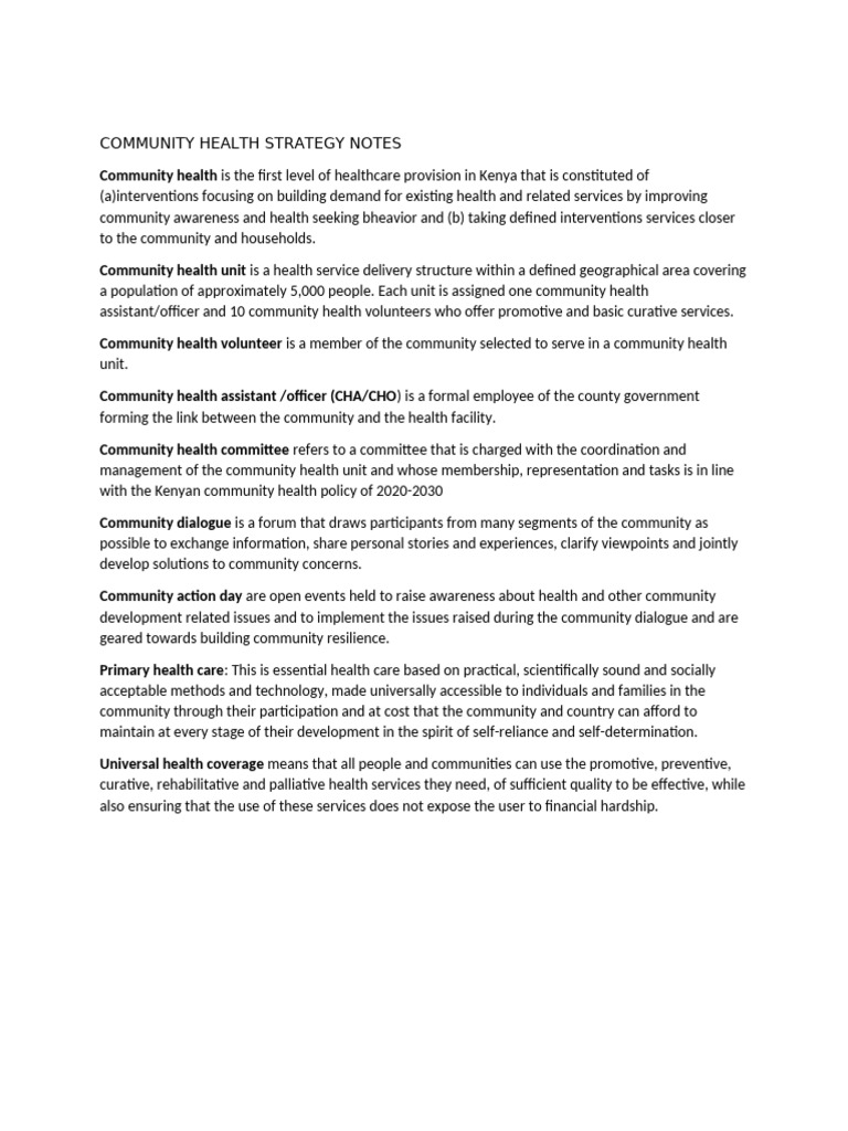 Community Health Strategy | PDF | Health Human Resources | Health Care
