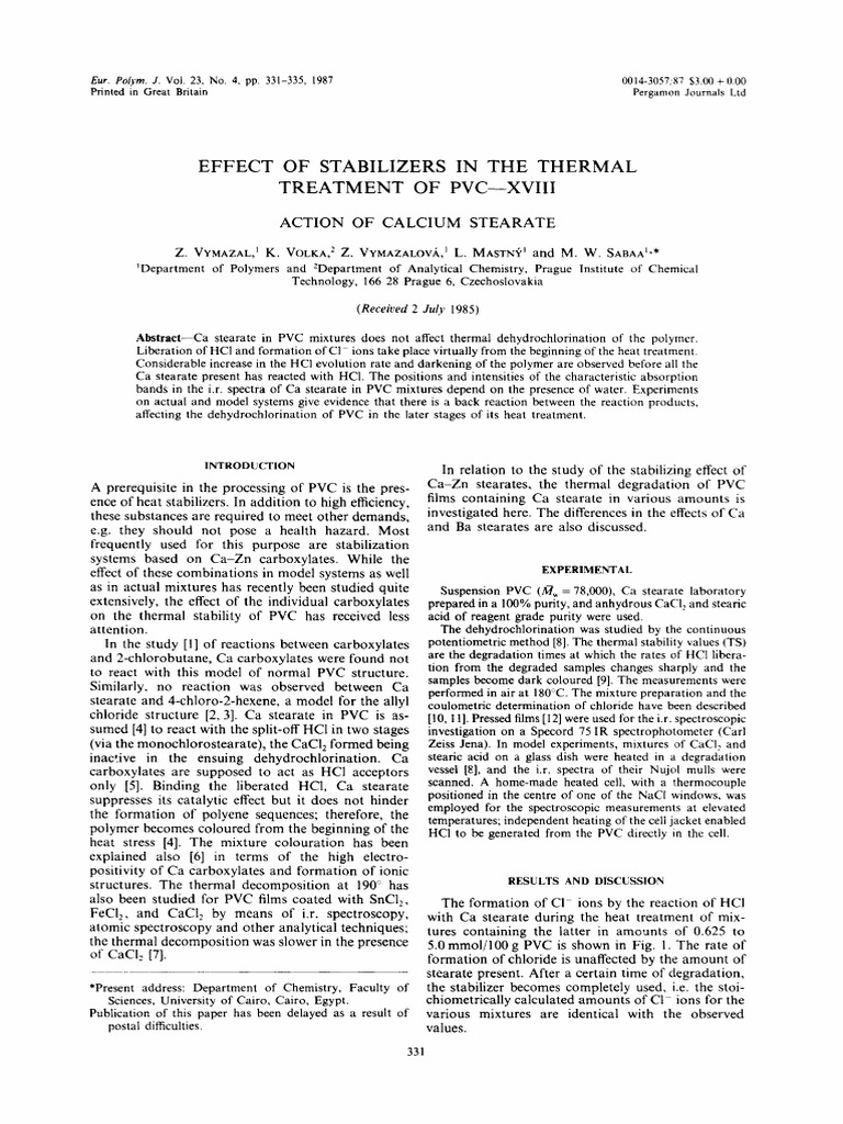 Calcium Stearate's Role in PVC Stability | PDF | Polyvinyl Chloride ...