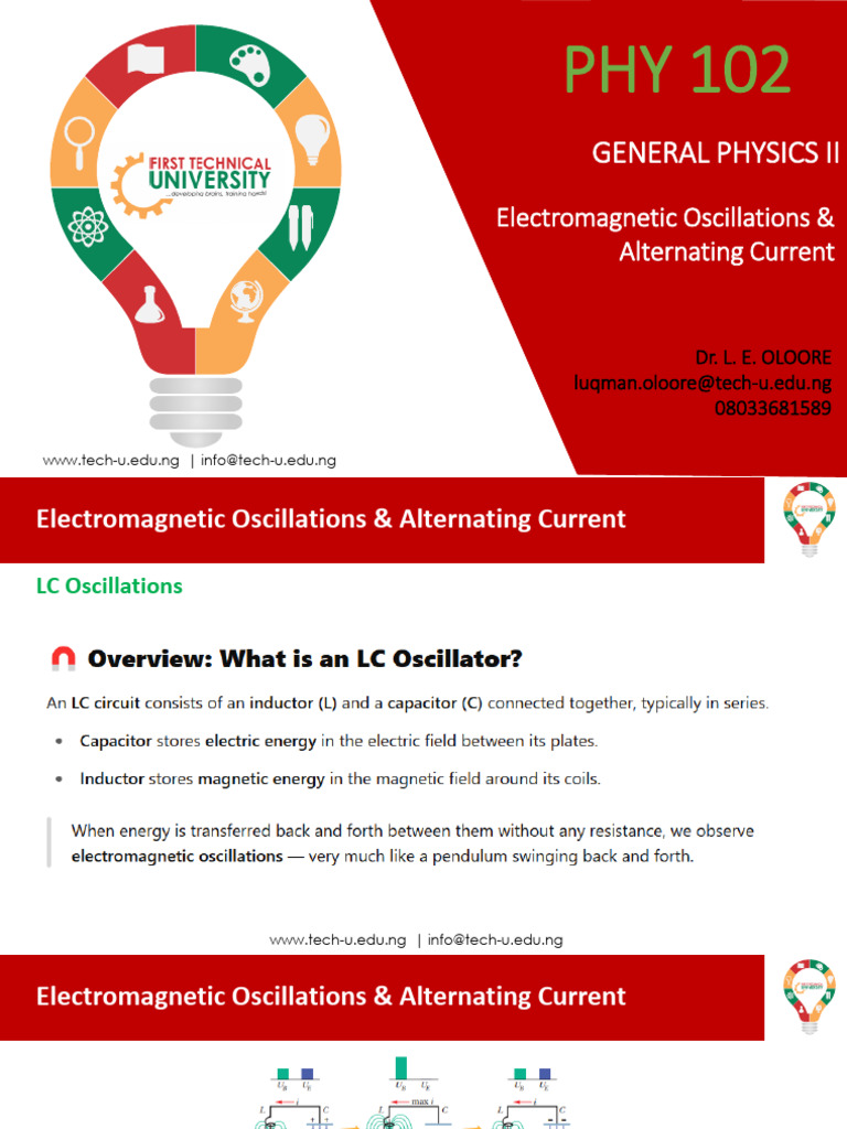 OLOORE PHY102 em Oscillation and AC | PDF | Alternating Current ...