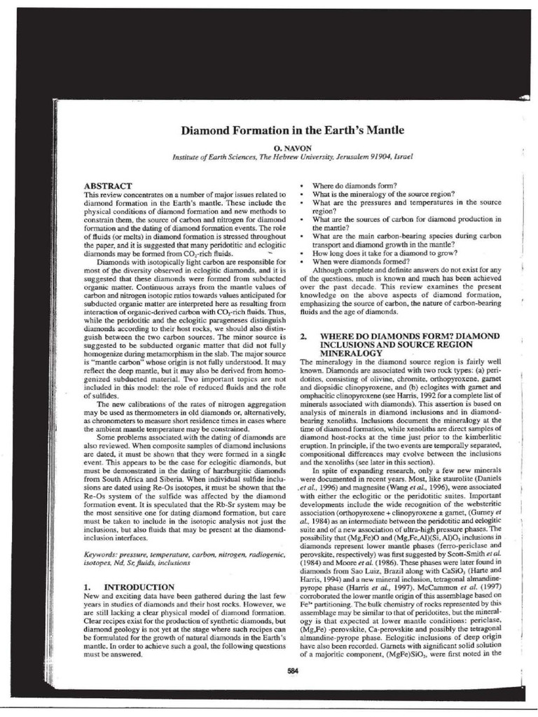 Navon 1999 Diamond Review With Text | PDF | Diamond | Carbon