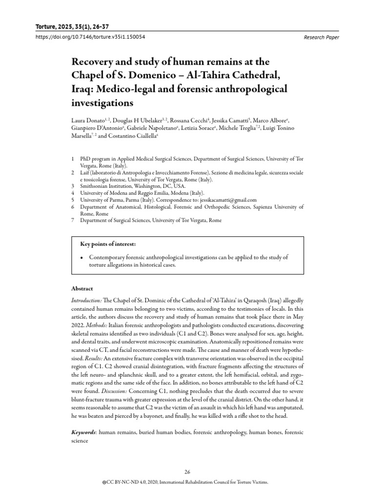Recovery and Study of Human Remains at The | PDF | Anatomical Terms Of ...