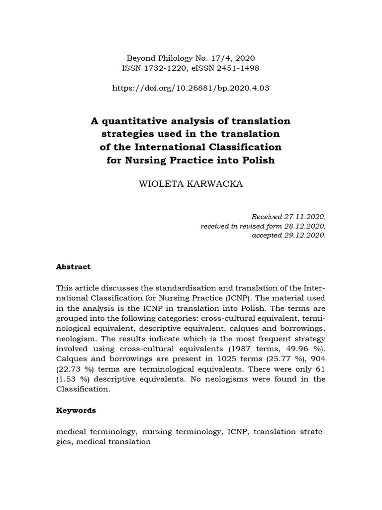 A Quantitative Analysis of Translation S | PDF | Translations | Linguistics