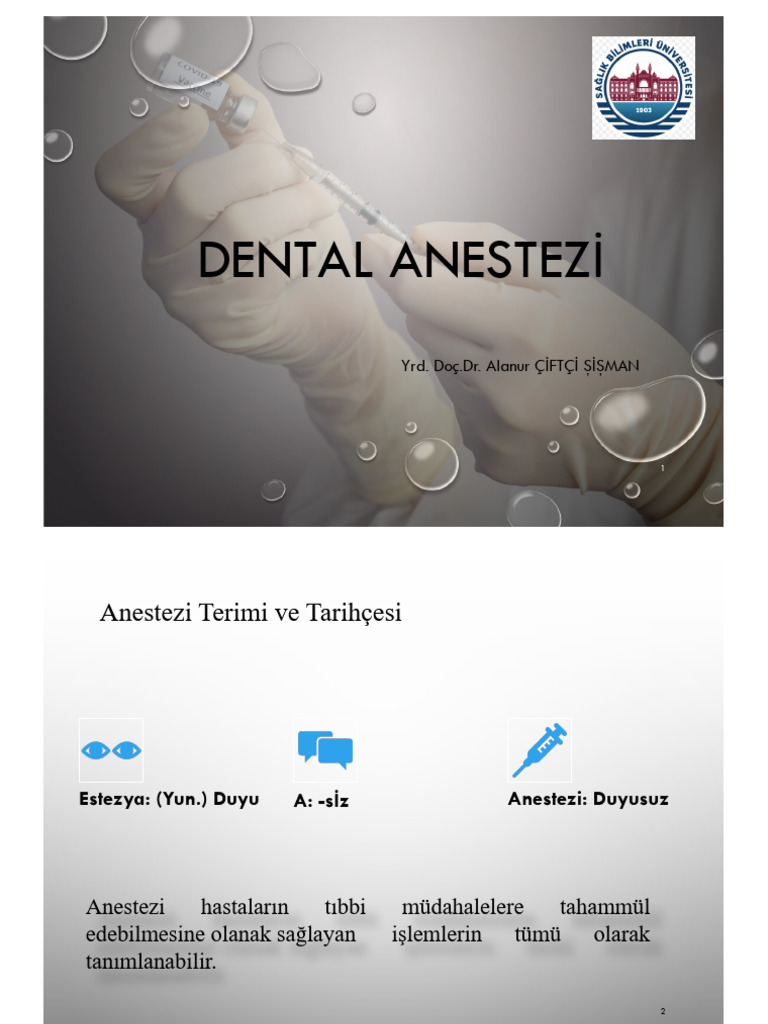 2024 Dental Anestezi 1-2.ders PDF | PDF