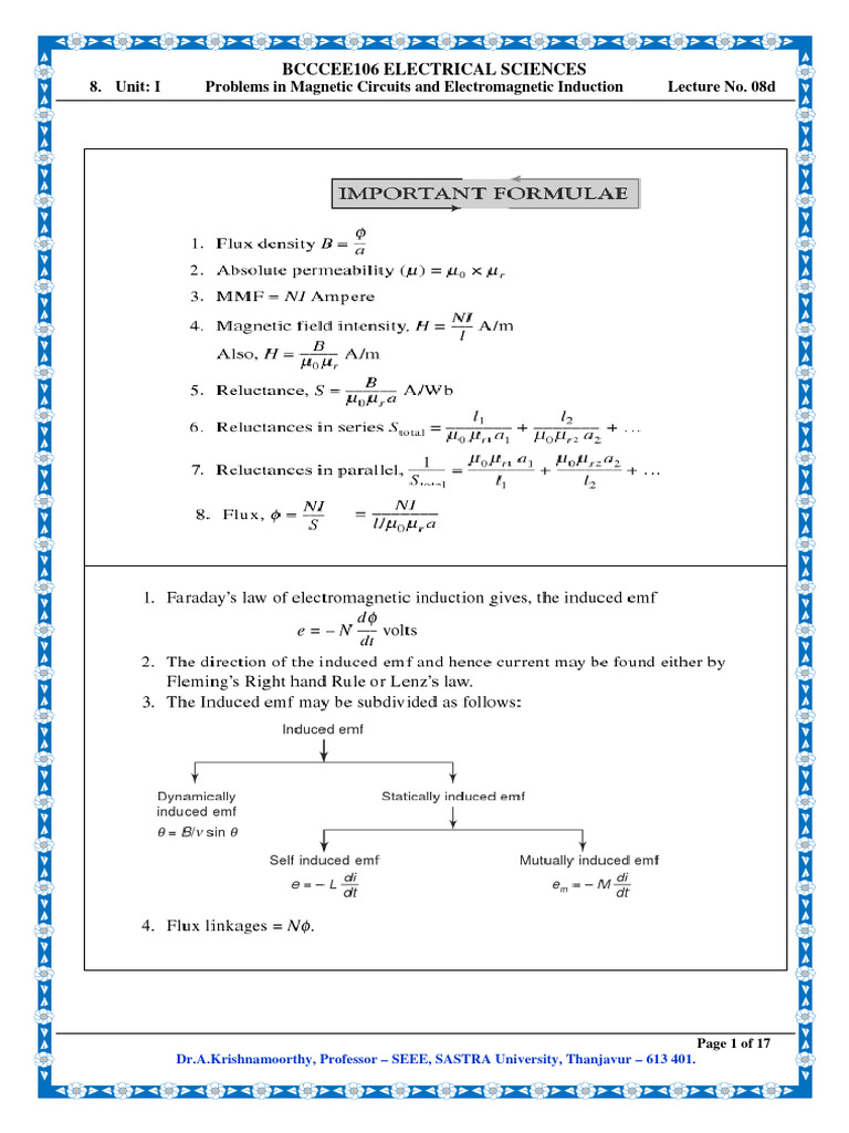 U1-L-08D-Problems in Magnetic Circuits and Electromagnetic Induction | PDF | Electromagnetic ...