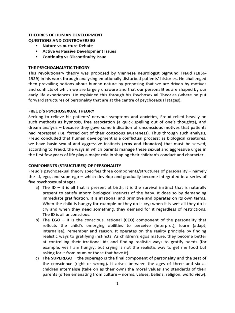 Explanation of Theories of Development | PDF | Sigmund Freud | Intelligence