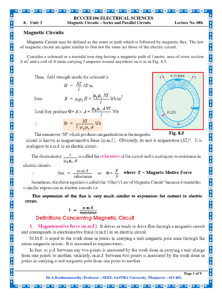 U1 L 08b Magnetic Circuits Series and Parallel Circuits | PDF ...