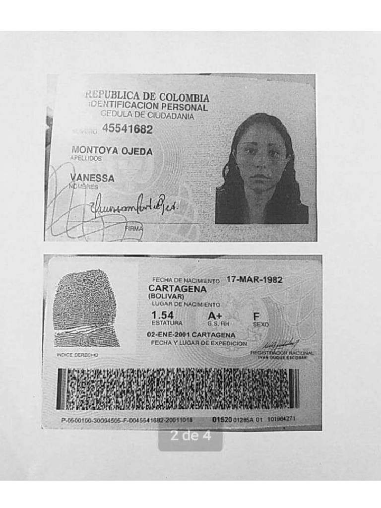 Cedula Vanessa Montoya Ojeda | PDF