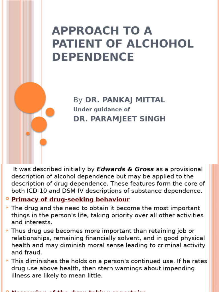 Approach To A Patient of Alchohol Dependence | PDF | Alcoholism ...
