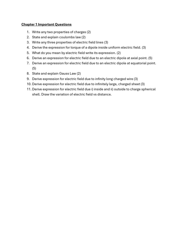 Chapter 1 Important Questions | PDF