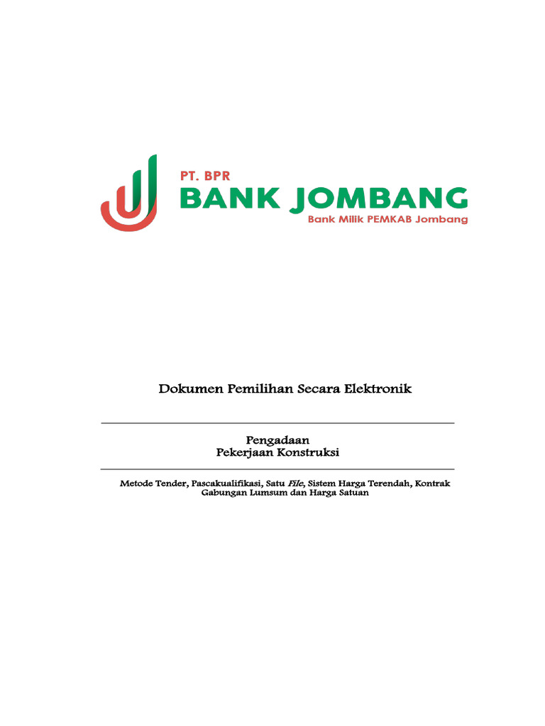 Dokumen Pemilihan Pembangunan Bank Jombang 2021 | PDF