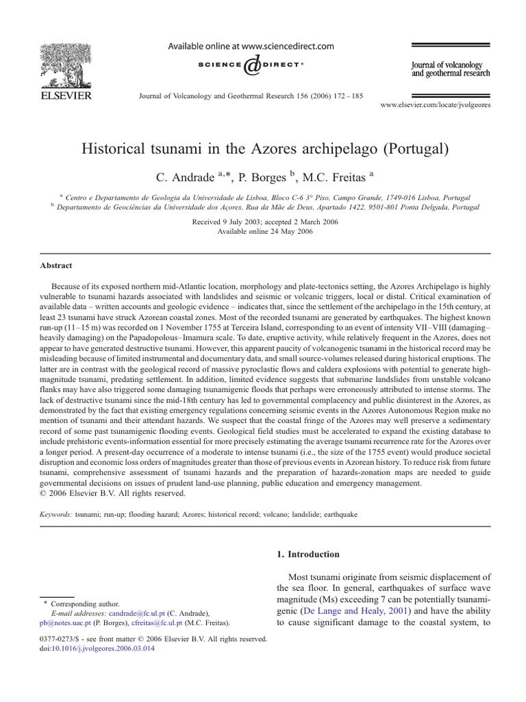 Historical Tsunami in The Azores Archipelago Portugal | PDF | Tsunami ...