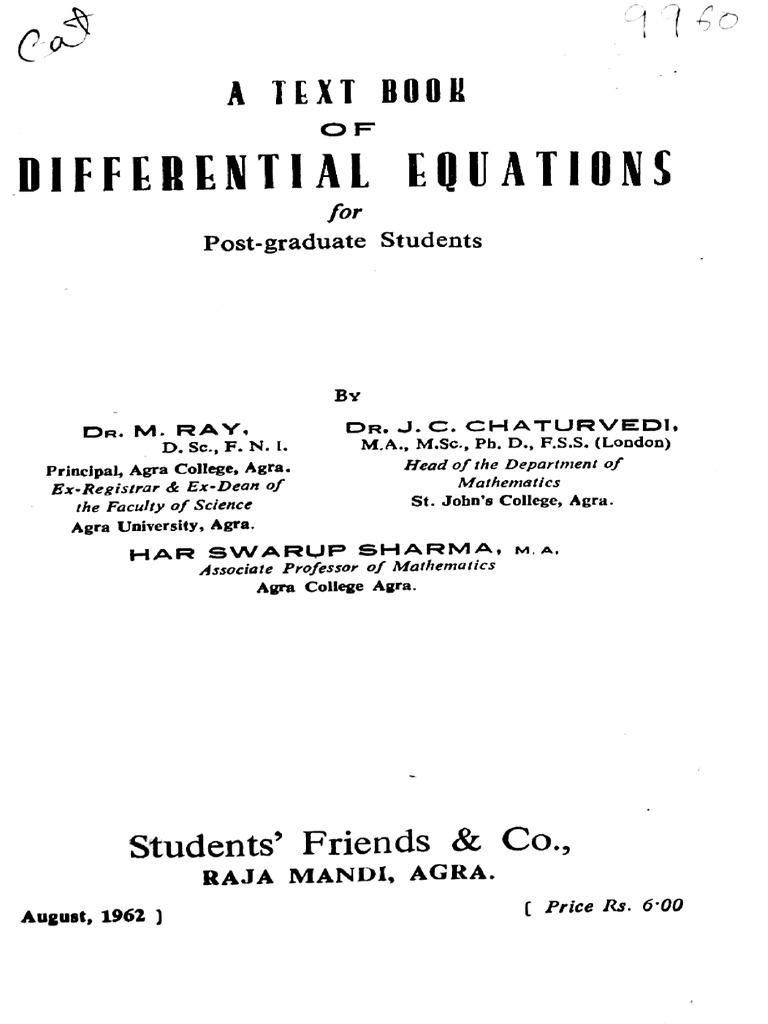 Differential Equation B D Sharma | PDF