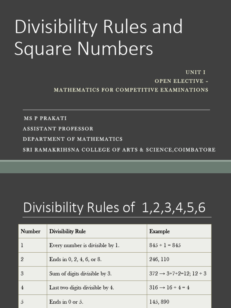 Divisibility Rules With Examples | PDF | Arithmetic | Mathematics