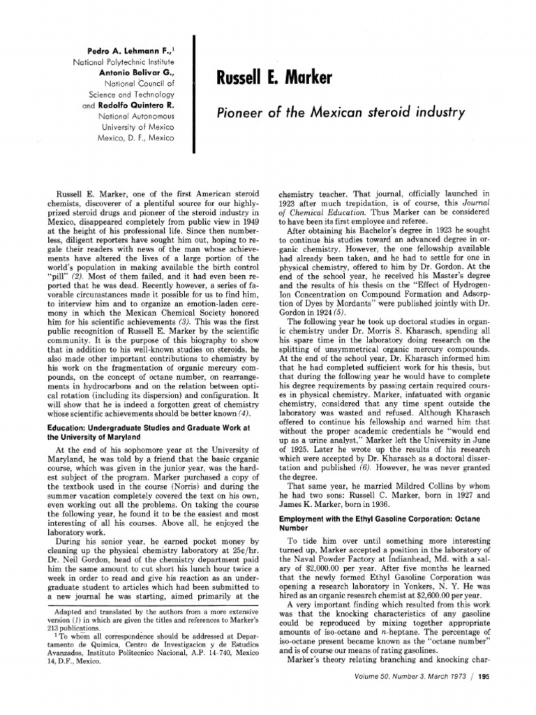 973 Lehmann RM Extr Diosg Yam | PDF | Chemistry