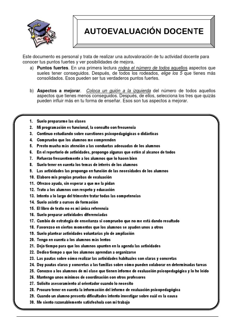 Autoevaluacion Docente | PDF